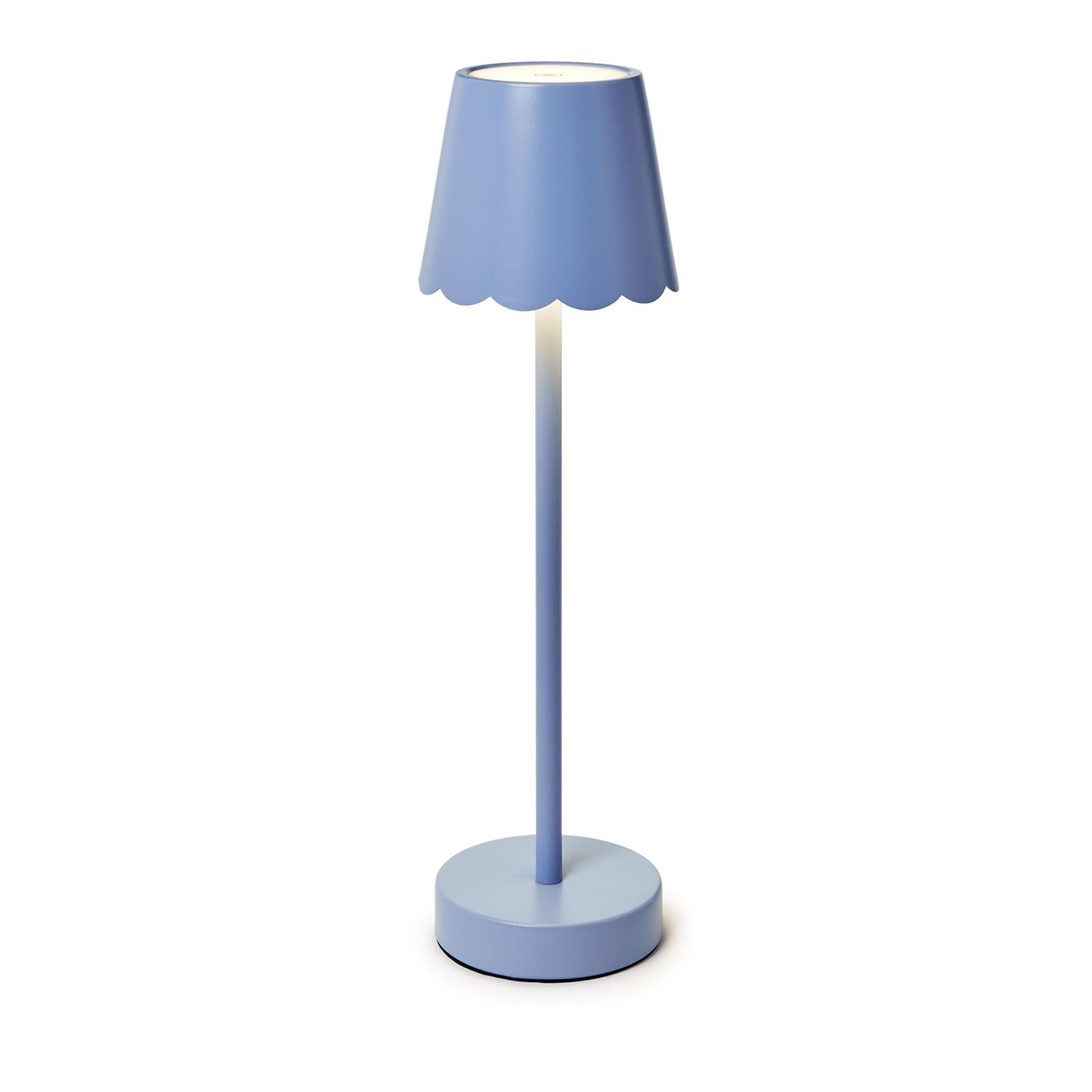 Blue LED Cordless Table Lamp with Scalloped Edge – Blake Designs